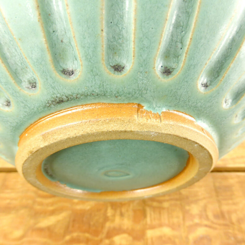 Ceramic Bowl, Jade & White Glazed, Fluted Design - Vigour and Skills